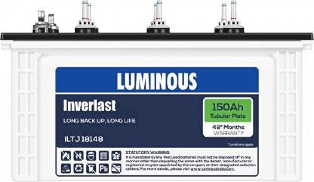 Luminous Inverlast ILTJ18148 (150AH) Tubular Jumbo Inverter battery ...