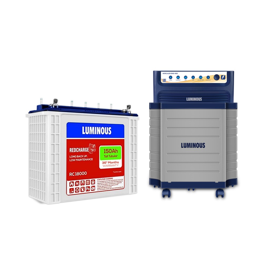 Luminous Combo (Hercules 1500 Pure sinewave Inverter + Luminous RC18000 ...