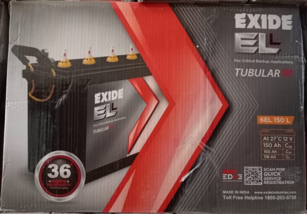 Exide 6EL 150L Tubular Battery (165AH) Price From Rs.9,200, Buy Exide ...