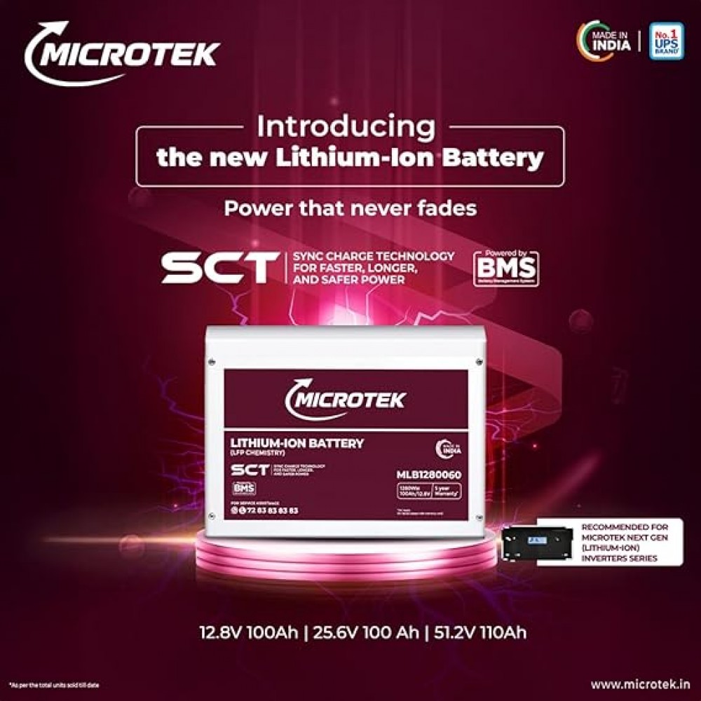 Buy Microtek Lithium Ion battery 100ah (MLB1280060) Online, Price From ...
